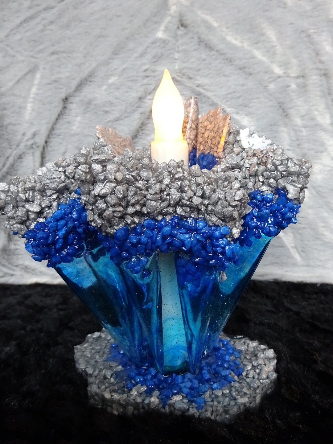 Handmade Epoxy Resin Sculpture With Led Candle Light...romantic, Safe ...