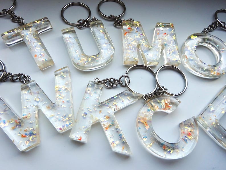 Colorful Epoxy Resin Letter Keychain – Personalized Gift Idea ...