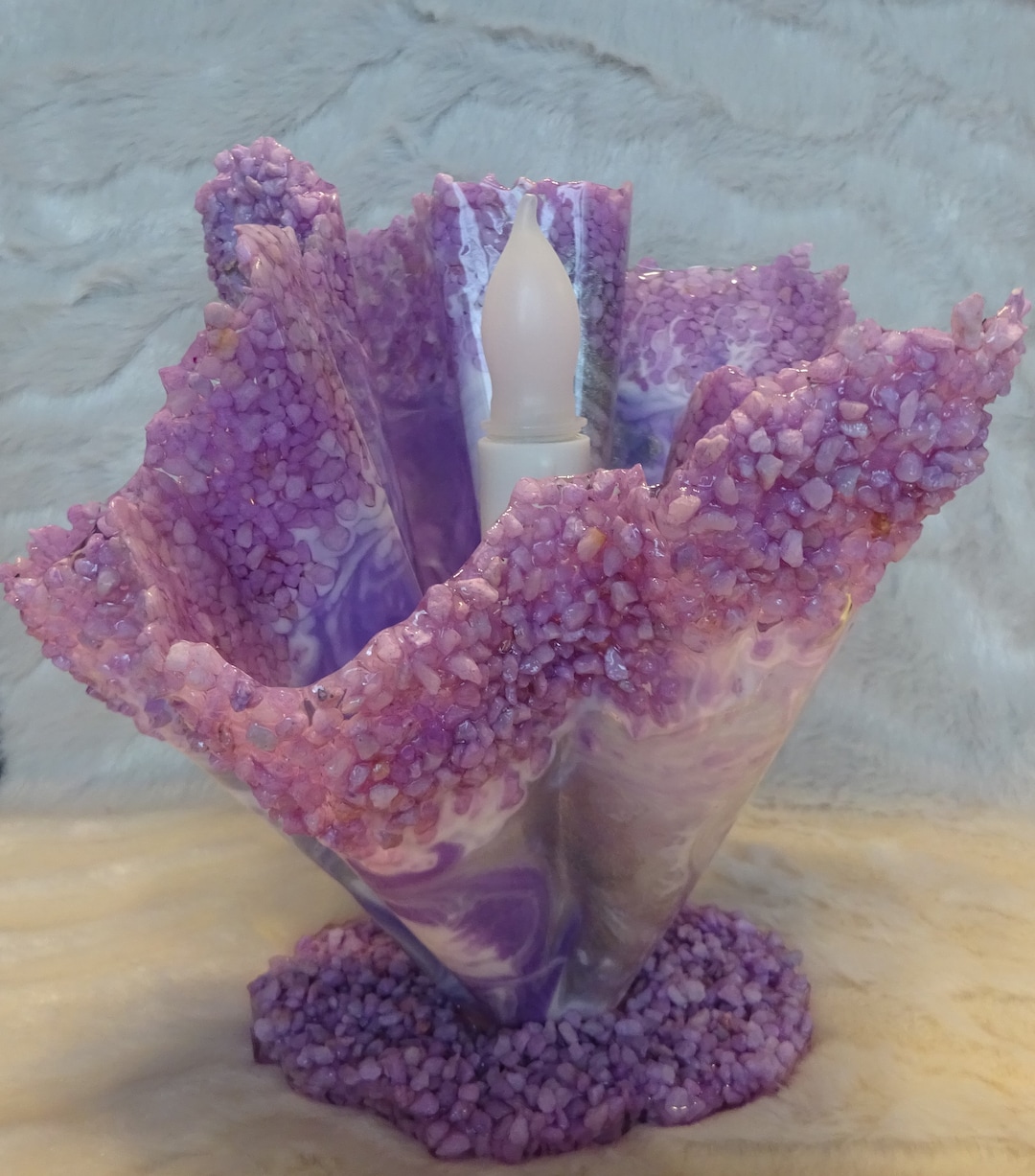 Handmade Epoxy Resin Sculpture With Led Candle Light...romantic, Safe ...