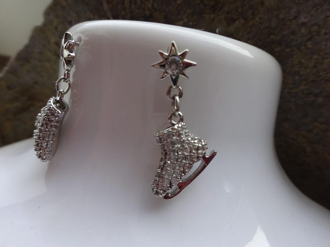 Ice Skate Stud Earrings / Ice Skating Earrings Set/ Sparkling Jewelry ...