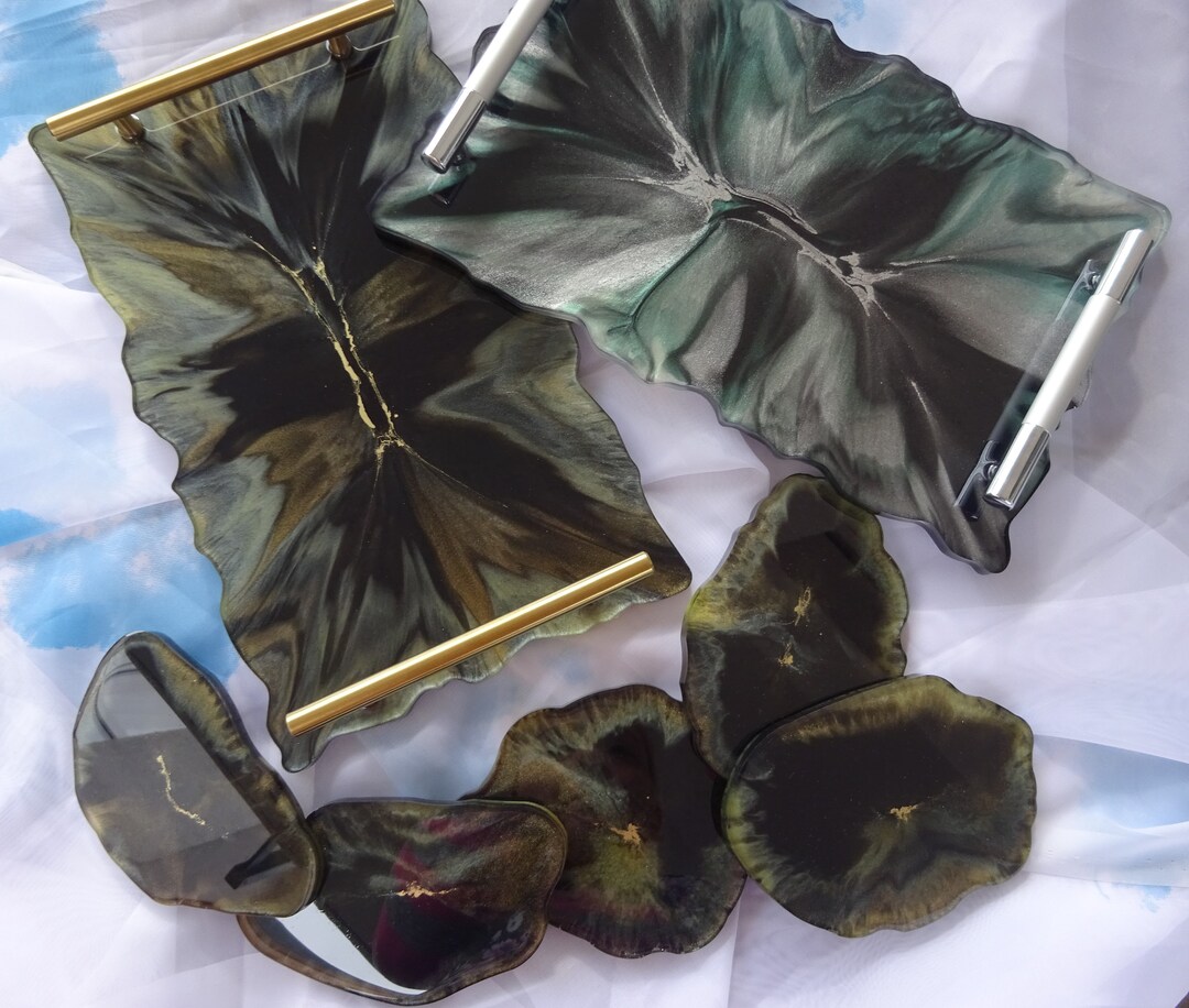 Handmade Elegant Epoxy Resin Tray | Serving Decoration | Trinket Tray ...
