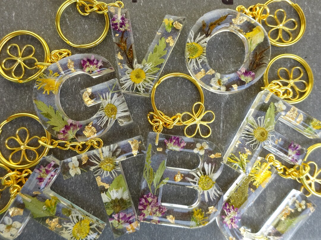 Epoxy Resin Letter Keychain - Handmade | Letter Pendant | Gift Idea ...