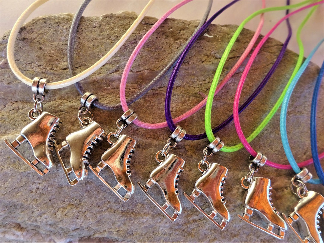 Ice Skate Pendant With Korea Wax Cord Necklace / Skating Shoe Charm for ...
