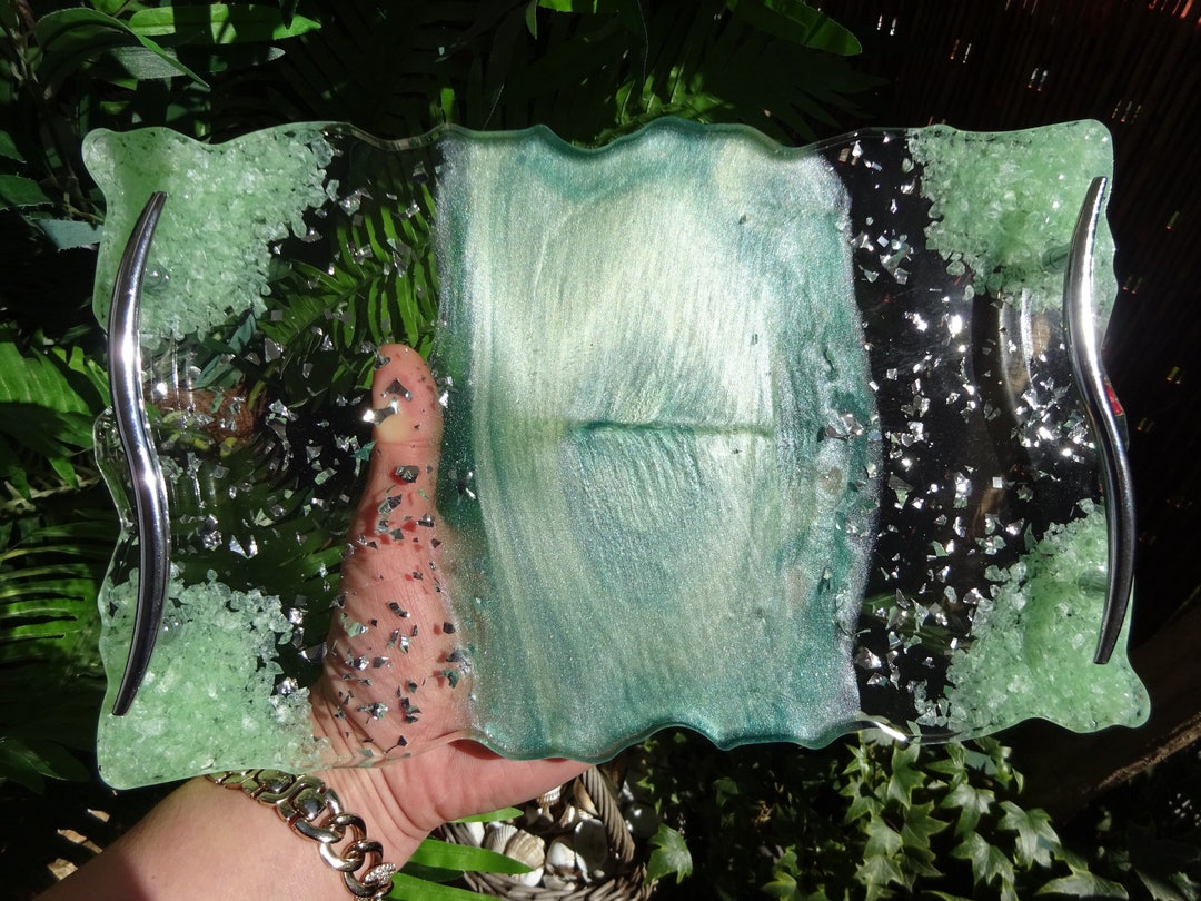 Handmade Elegant Epoxy Resin Tray / Trinket Tray / Serving Tray / Home ...