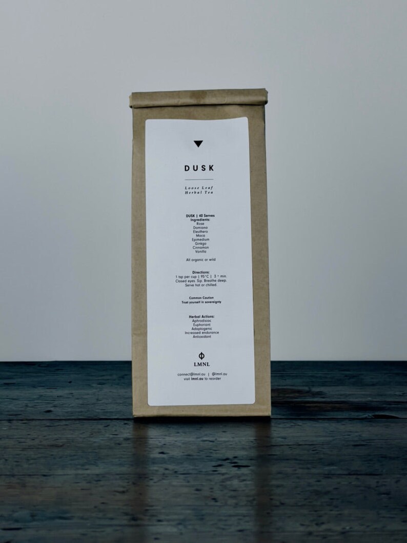 Dusk | Aphrodisiac Botanical Tea - Cacao Husk, Damiana, Rose, Eleuthero ...
