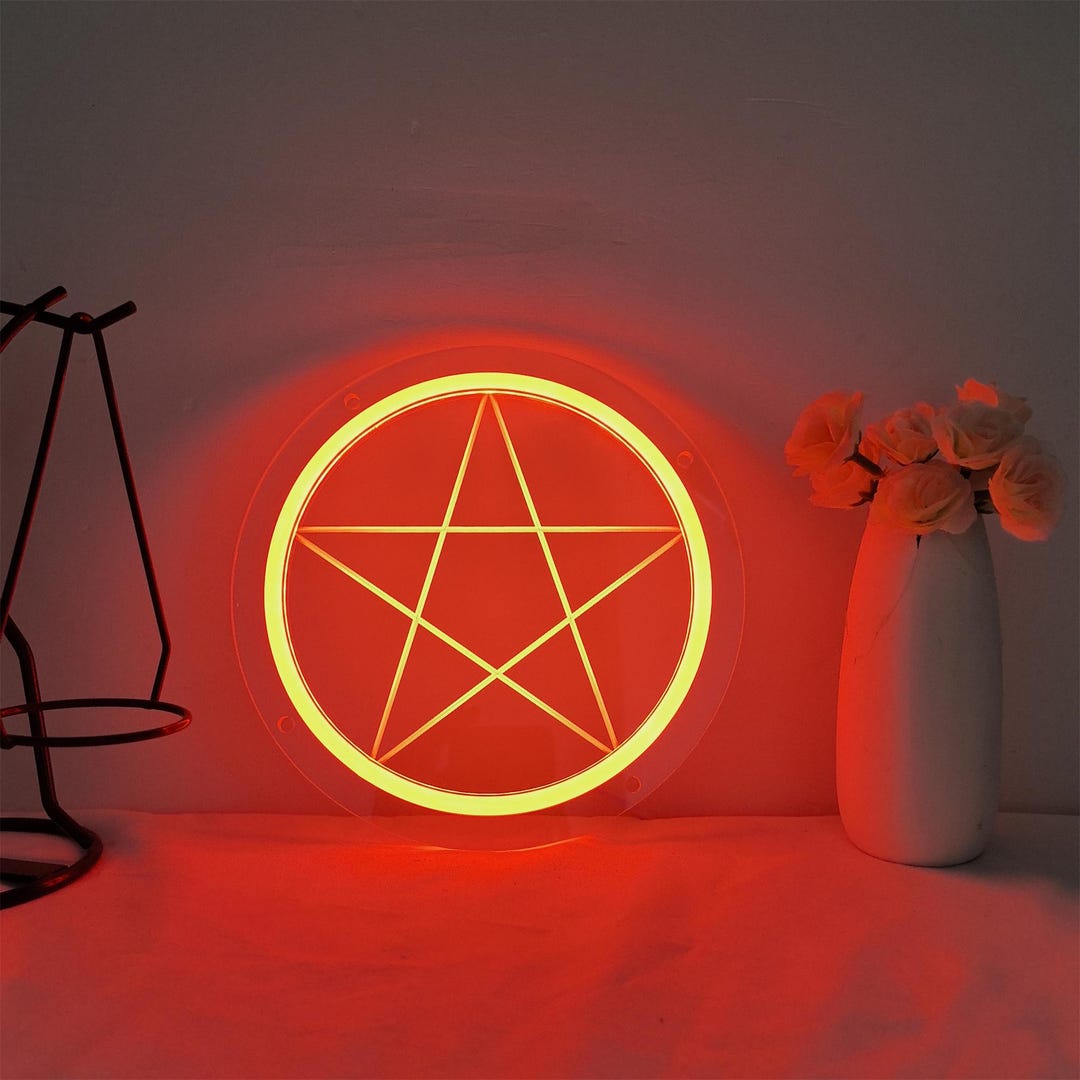 Led Pentagram Sign, LED Light Pentagram Shaped Sign Decoration Home ...