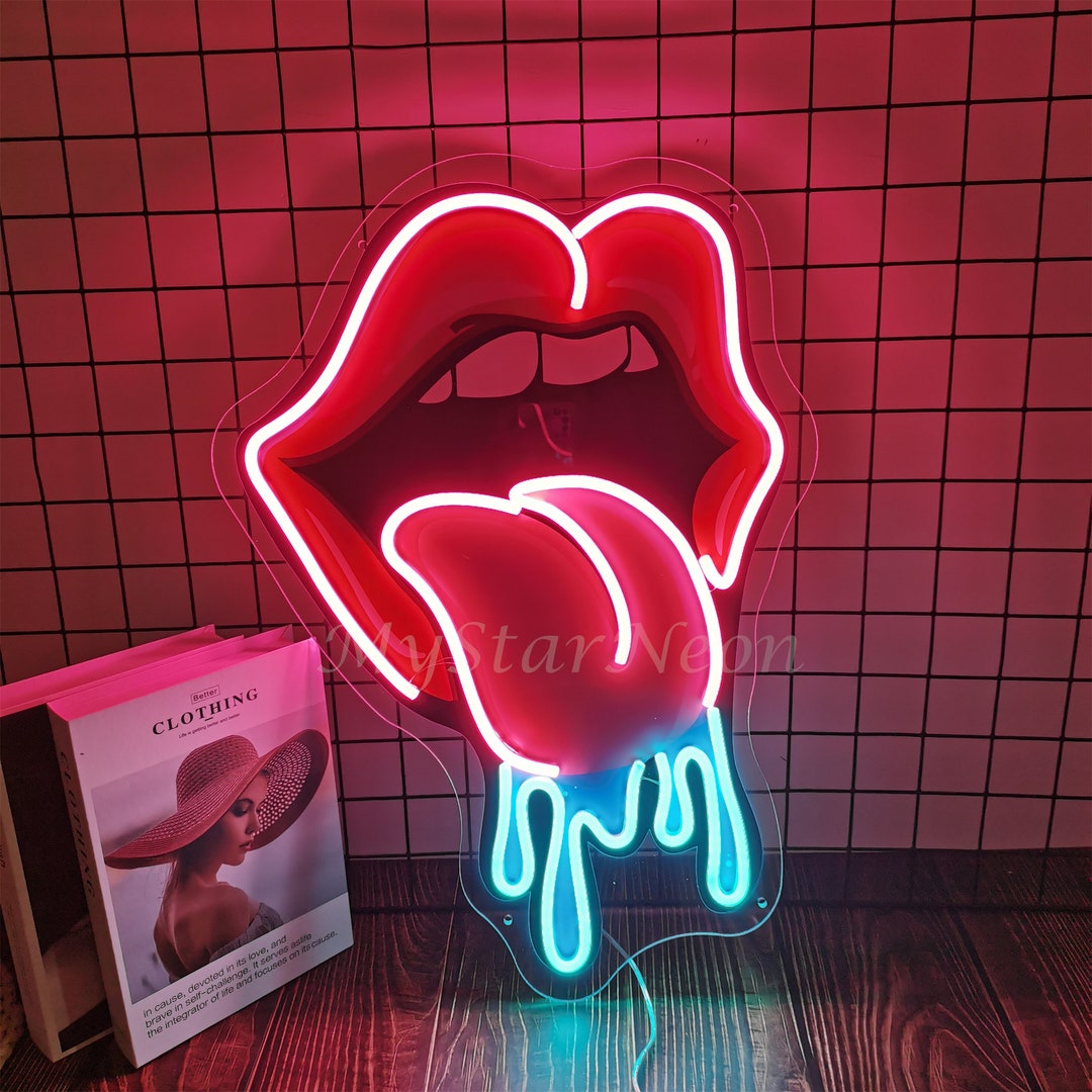 Lips and Tongue Neon Sign,custom Neon Sign, Bar Neon Sign ,party Girl ...