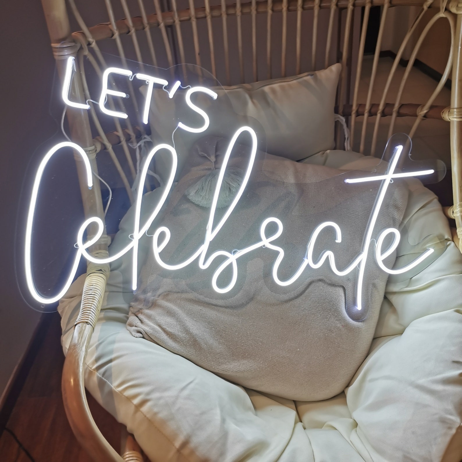 CUSTOM NEON SIGN Lets Celebrate Sign Light Wedding Decor Neon Wall Art ...