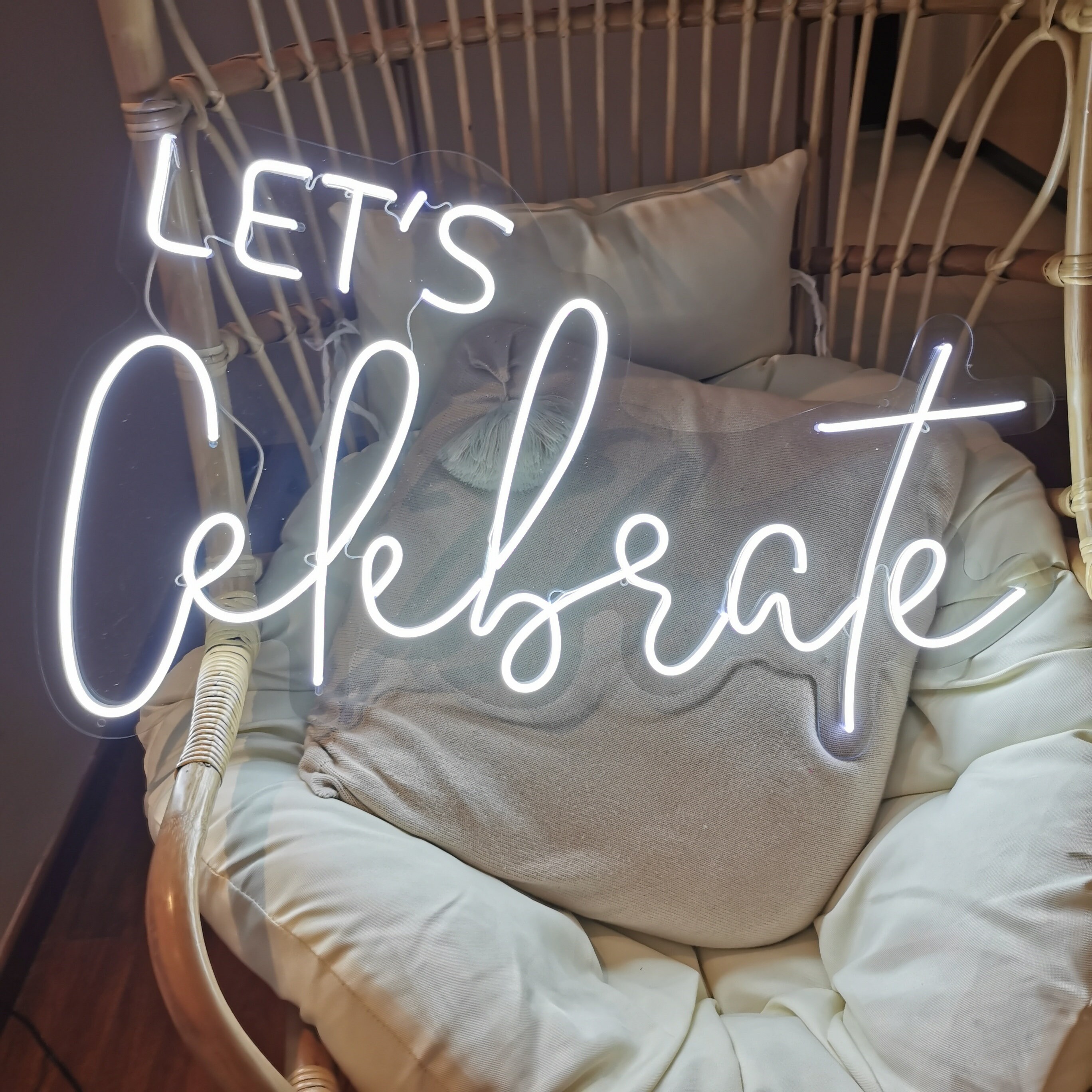 CUSTOM NEON SIGN Lets Celebrate Sign Light Wedding Decor Neon Wall Art ...