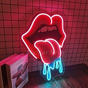 Lips and Tongue Neon Sign,custom Neon Sign, Bar Neon Sign ,party Girl ...