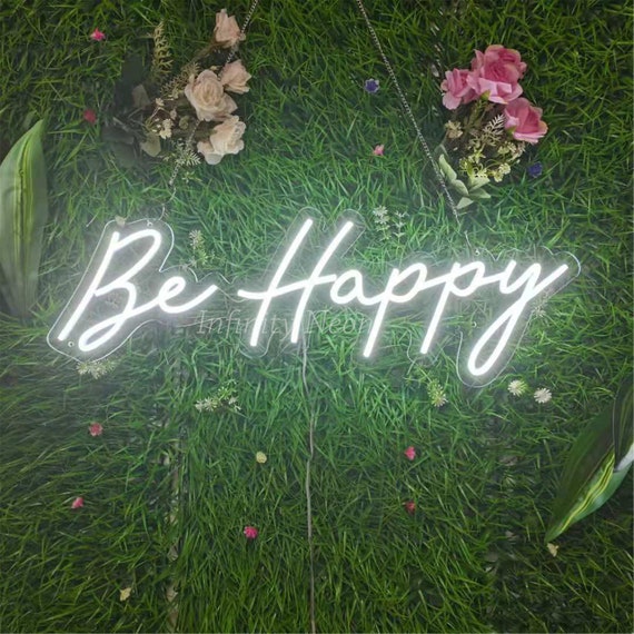 Neon Sign Be Happy neon Sign Bedroomneon Lightsneon Night - Etsy