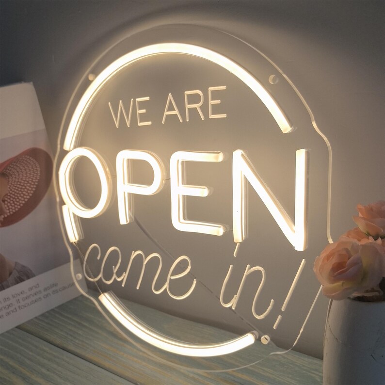 Open Neon Sign, Modern Open Sign Business Logo, Open Led Light up Sign ...