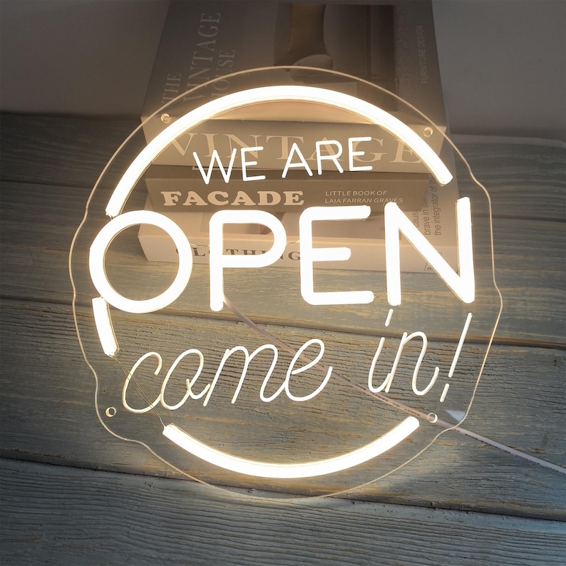 Open Neon Sign, Modern Open Sign Business Logo, Open Led Light up Sign ...