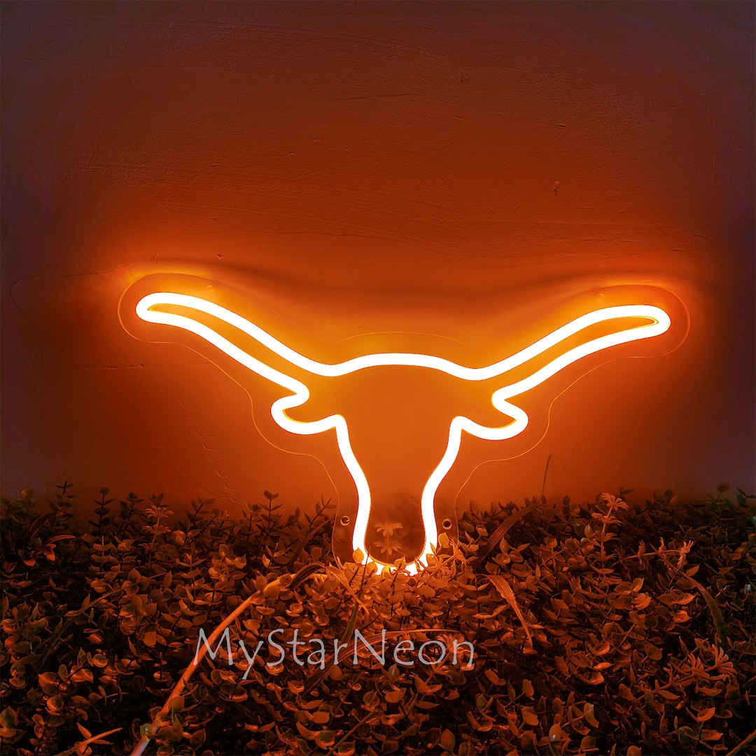 Texas Longhorn Neon Sign, Texas Wall Decor,texas Longhorns Wall Art ...