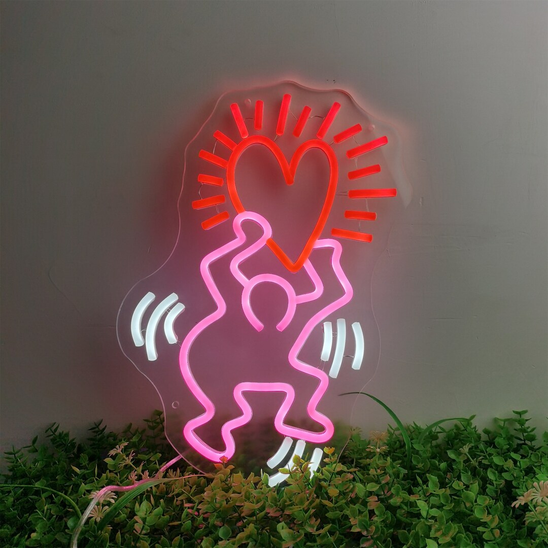 Keith Haring Love Art Neon Sign, LED Handmade Neon Lights for Hair ...