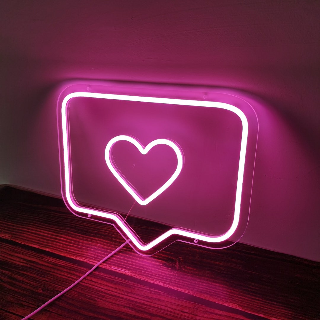 Love Heart Neon Sign, Heart Shaped Neon Sign, Wedding Neon Sign, Simple ...