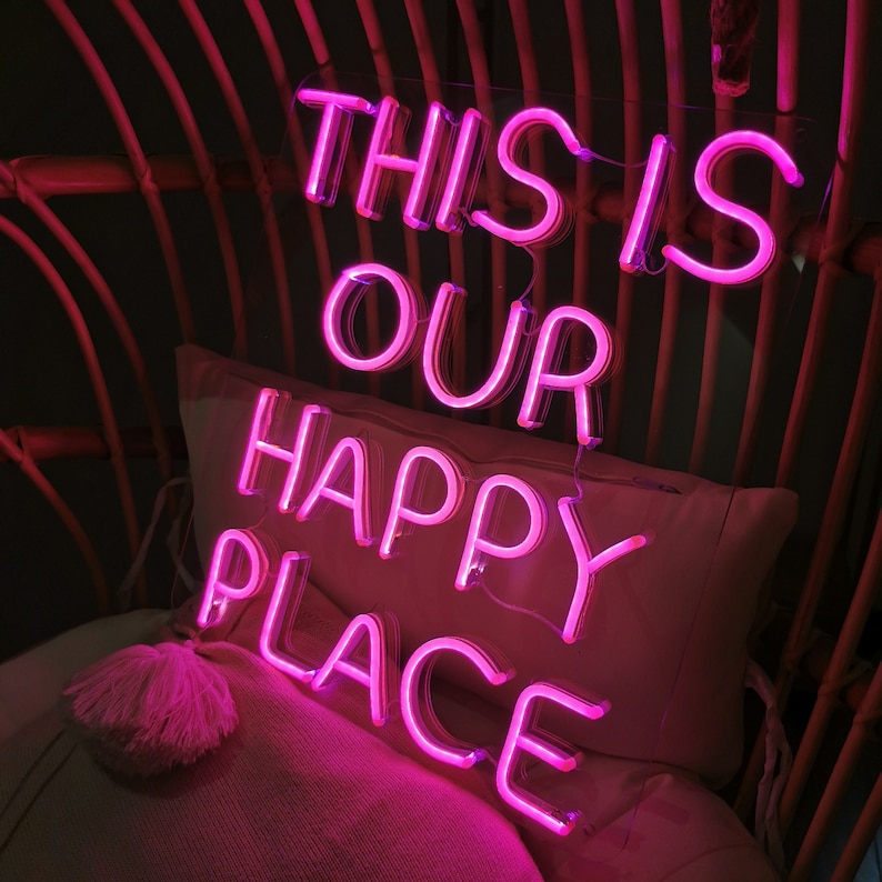This is Our Happy Place Neon Sign Custom Name Neon Sign LED Neon Lights ...
