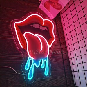 Lips and Tongue Neon Sign,custom Neon Sign, Bar Neon Sign ,party Girl ...