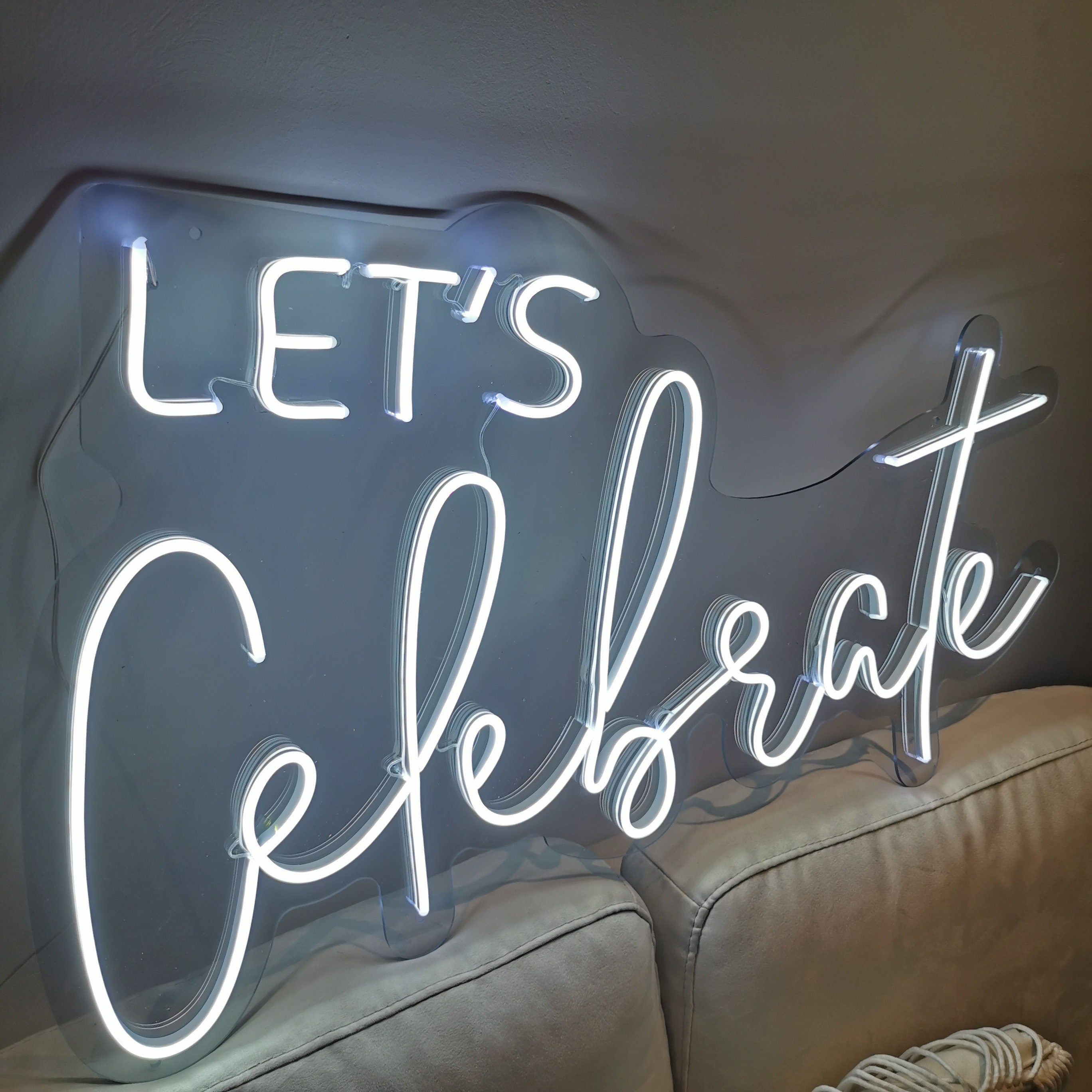CUSTOM NEON SIGN Lets Celebrate Sign Light Wedding Decor Neon Wall Art ...