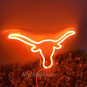 Texas Longhorn Neon Sign, Texas Wall Decor,texas Longhorns Wall Art ...