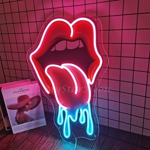 Lips and Tongue Neon Sign,custom Neon Sign, Bar Neon Sign ,party Girl ...