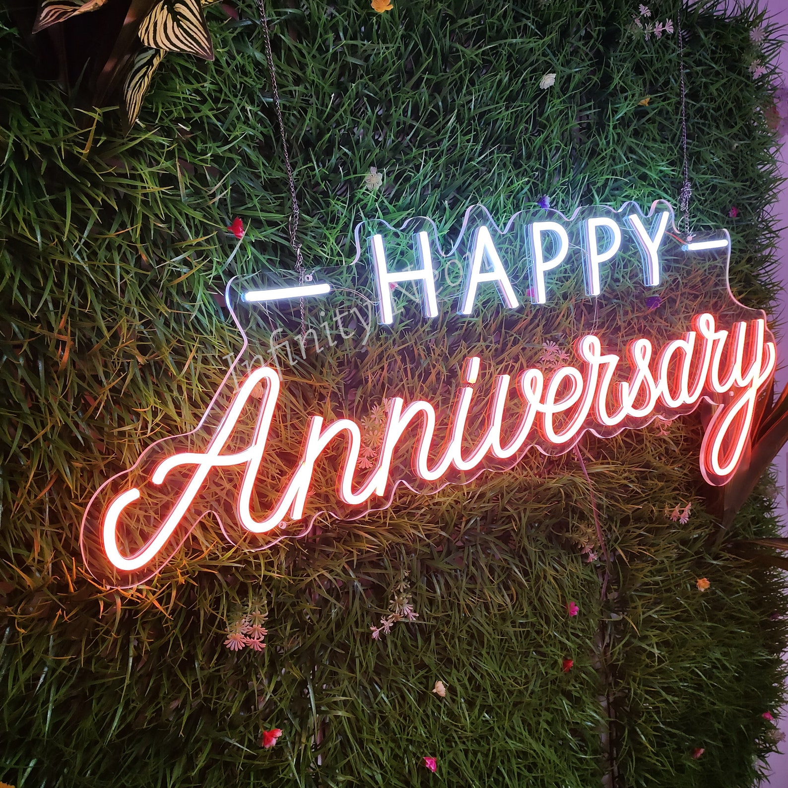 Custom Neon Sign Happy Anniversary Neon Sign Custom Wedding Party Neon ...