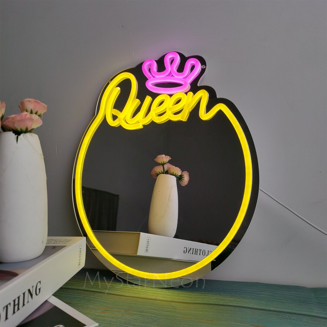 Queen Neon Sign Custom Wall Decor,mirror Wedding Decor,personalized ...
