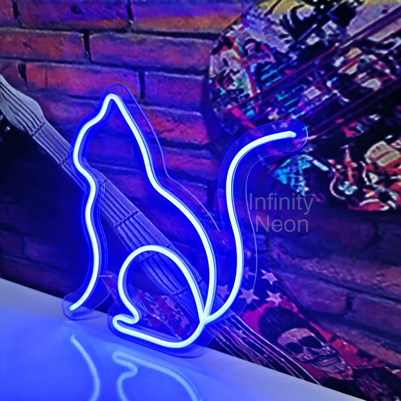 Signo de neón personalizado gato neón firmar firma de neón de - Etsy España