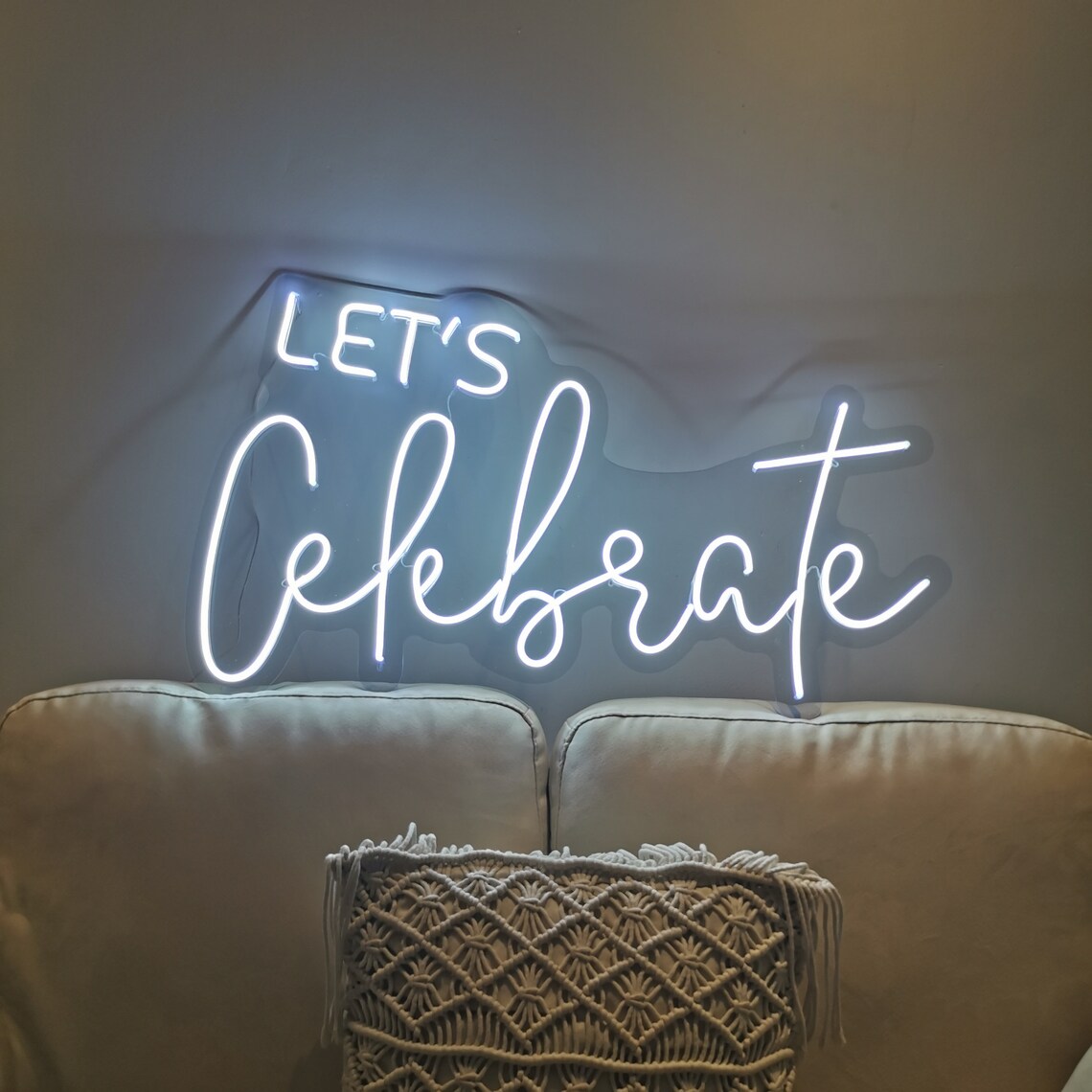 CUSTOM NEON SIGN Lets Celebrate Sign Light Wedding Decor Neon Wall Art ...
