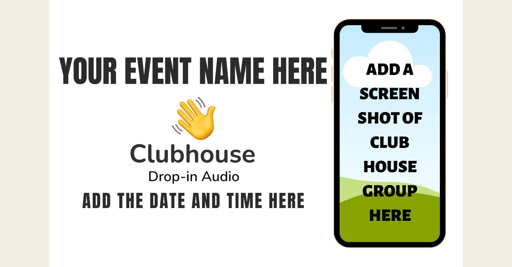 Clubhouse Facebook Cover Event Flyer Template - Etsy