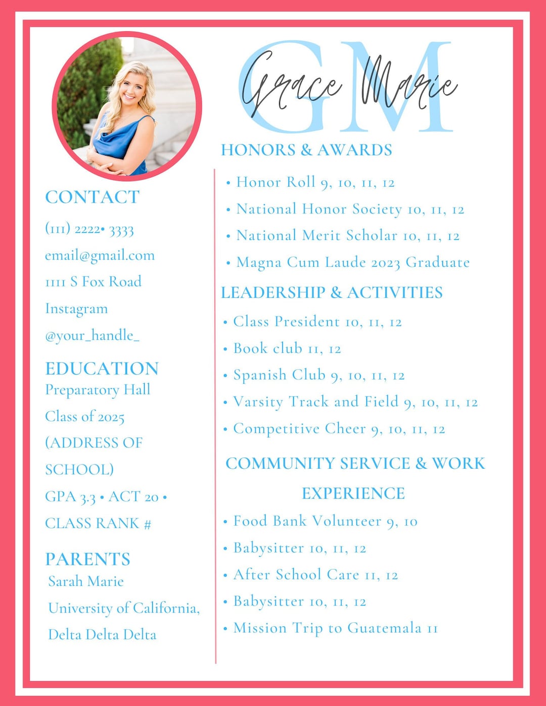 Ole Miss Sorority Resume - Etsy