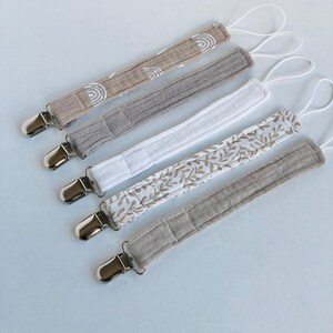 Minimalist Pacifier Clip With Custom Name Dummy Holder Muslin Fabric ...