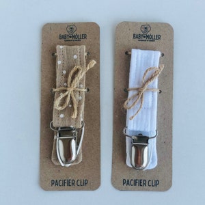 Minimalist Pacifier Clip With Custom Name Dummy Holder Muslin Fabric ...