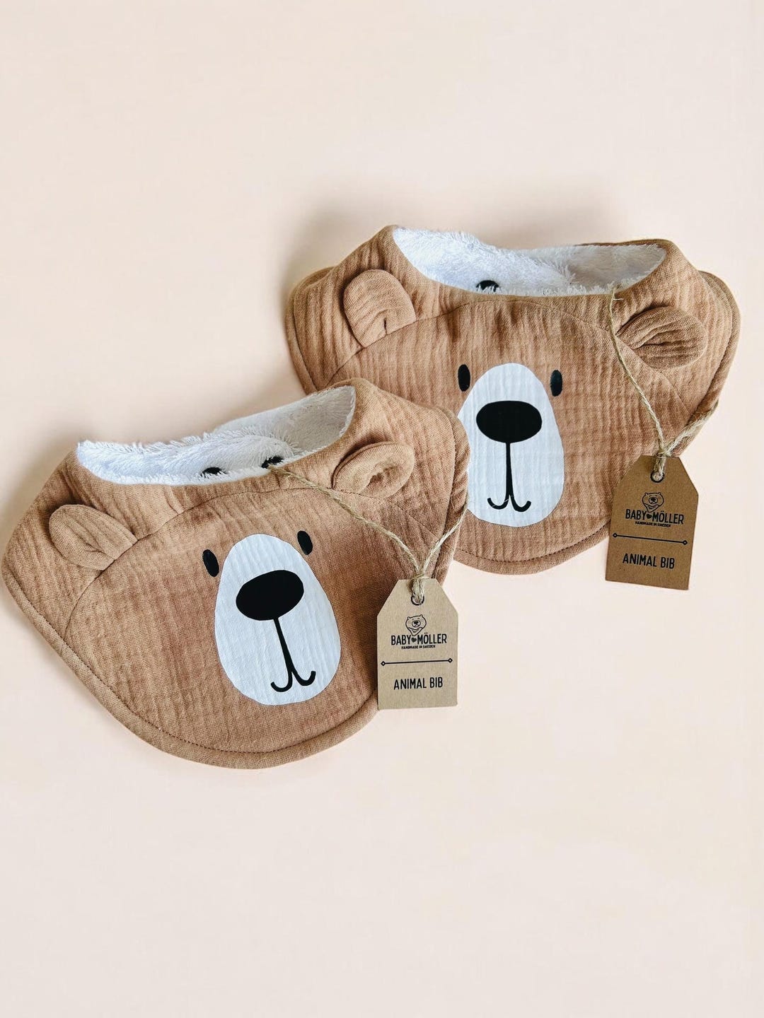 Organic Muslin Baby Teddy Bear Bib Cotton Gauze Bib Cloth Animal ...