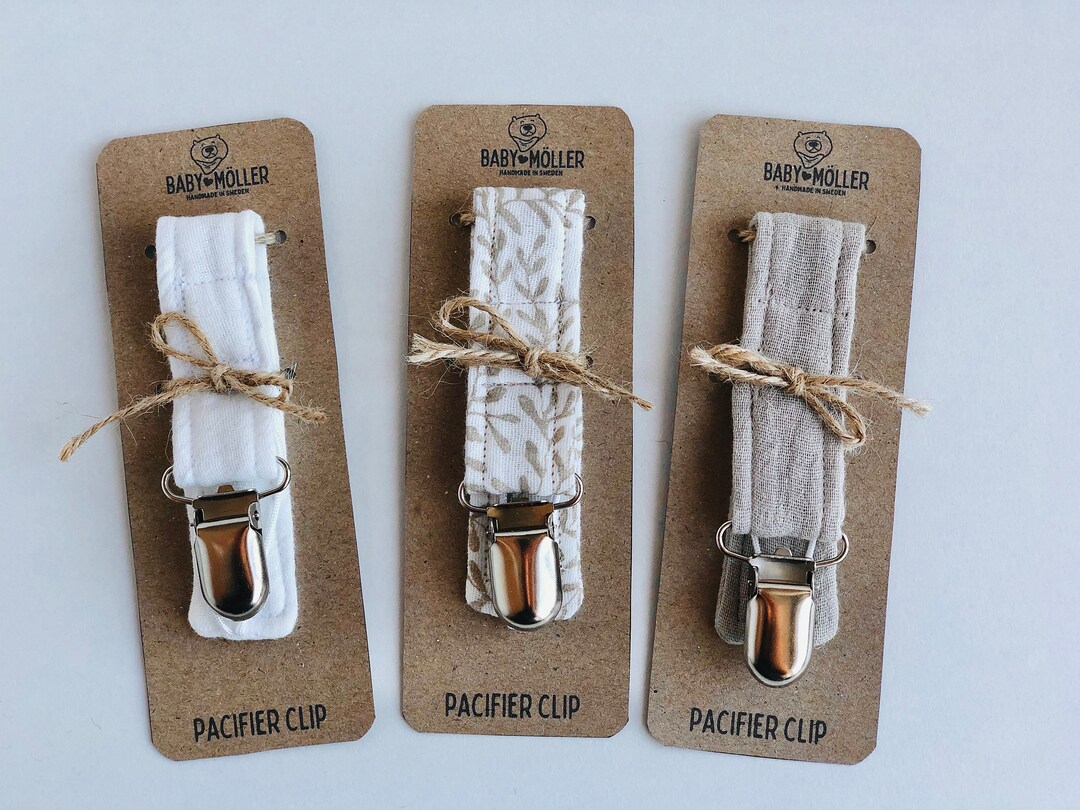 Minimalist Pacifier Clip With Custom Name Dummy Holder Muslin Fabric ...