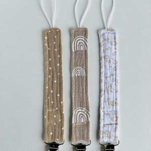 Minimalist Pacifier Clip With Custom Name Dummy Holder Muslin Fabric ...