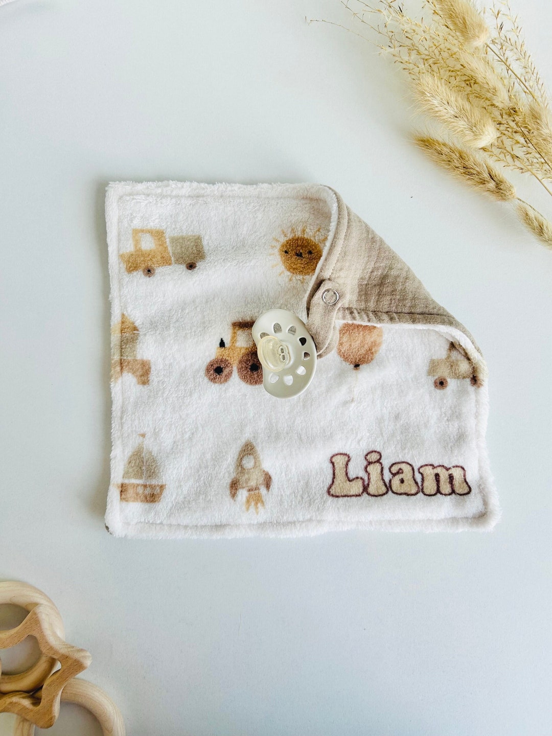Personalized Baby Lovey for Newborn Pacifier Holder Blanket With Custom ...
