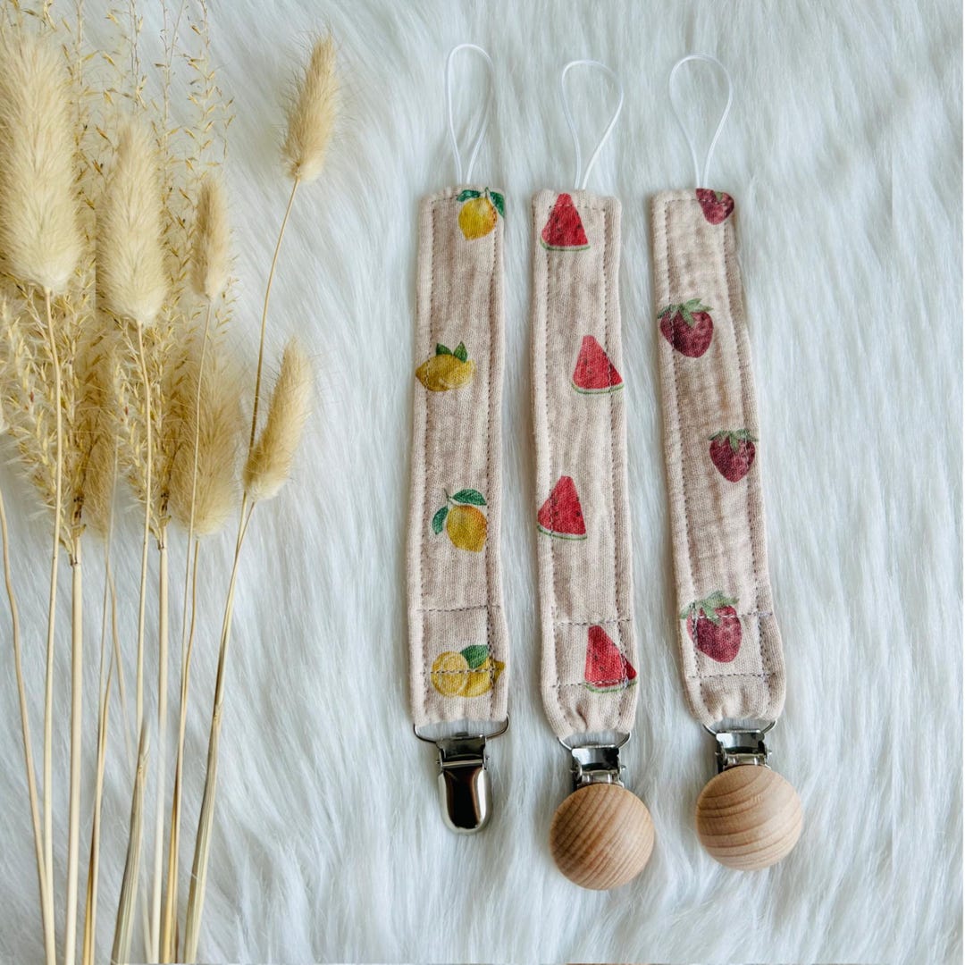 Gender Neutral Strawberry Lemon Pacifier Clip Personalized Baby Dummy ...