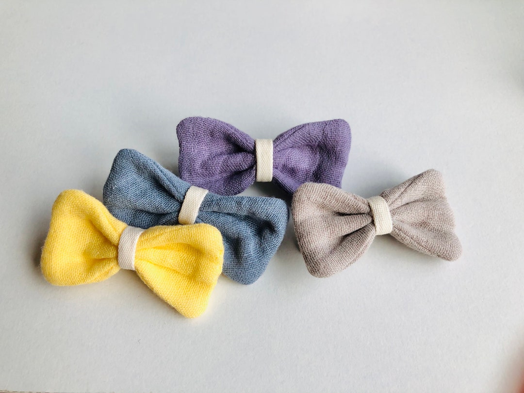 Baby Girl Mini Bow Hair Clip Muslin Little Ribbon Snap Clip Toddler ...