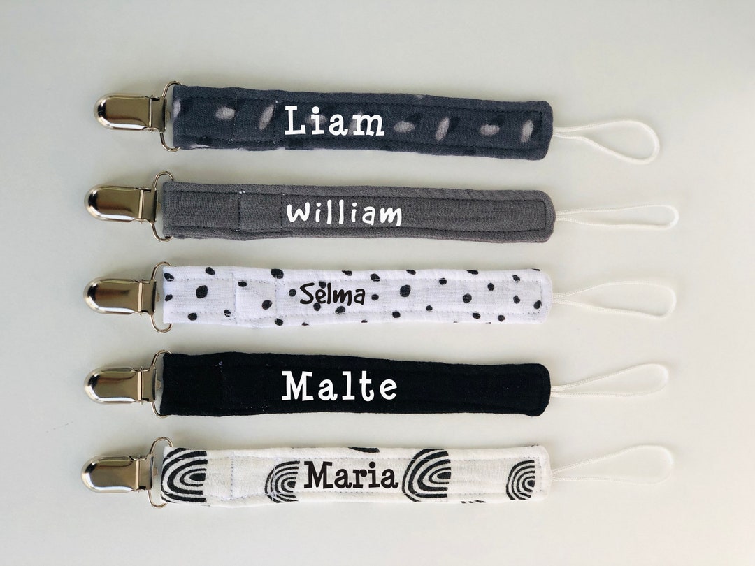Personalized Fabric Pacifier Clip Baby Boy Fabric Dummy Clip Baby Girl ...