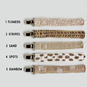 Muslin Pacifier Clip: Organic Cotton Boho Baby Soother Strap - Etsy