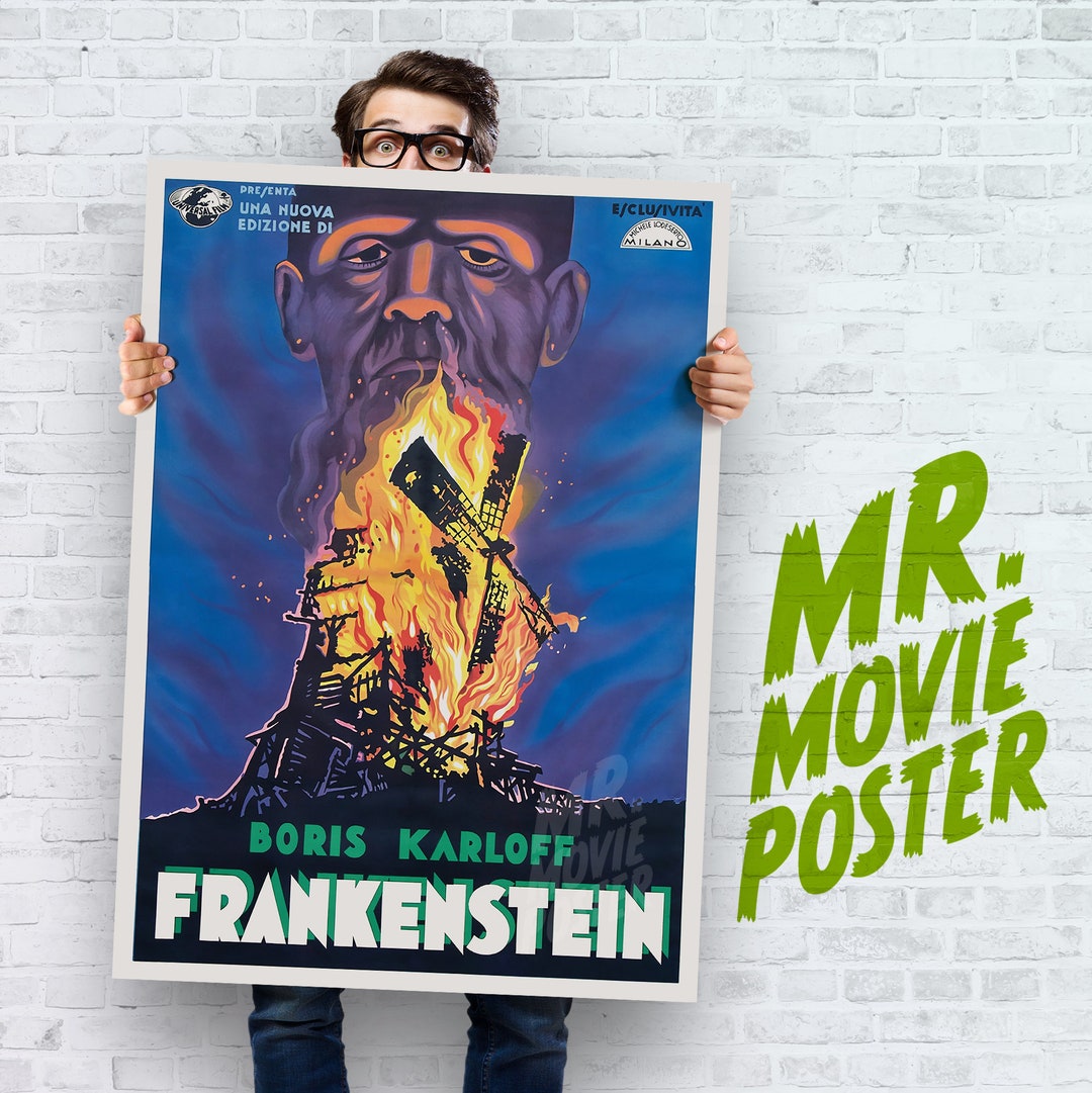 Frankenstein Classic Horror Movie Retouched Reproduction Movie Poster ...