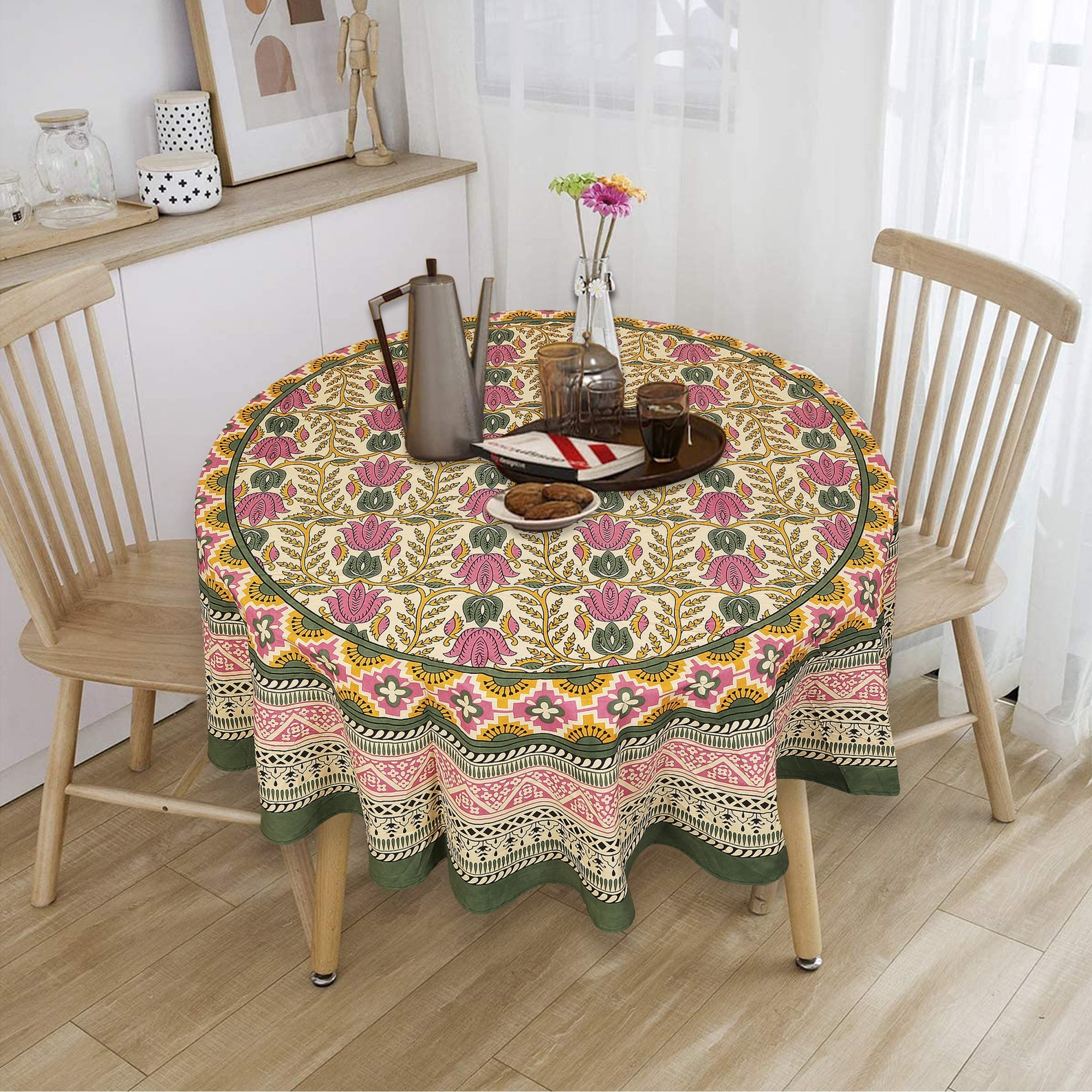 Round Cotton Table Cover, Table Cloths, Round Table Cover, Yoga Sheet ...