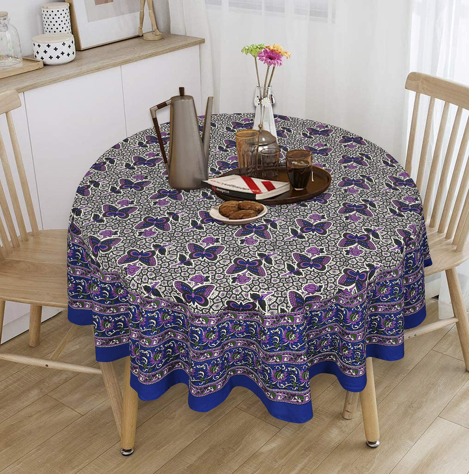Round Cotton Table Cover, Table Cloths, Round Table, Wears Butterfly ...