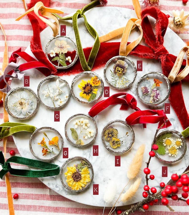 Small Pressed Flower Ornament / Hanging Charm - Etsy