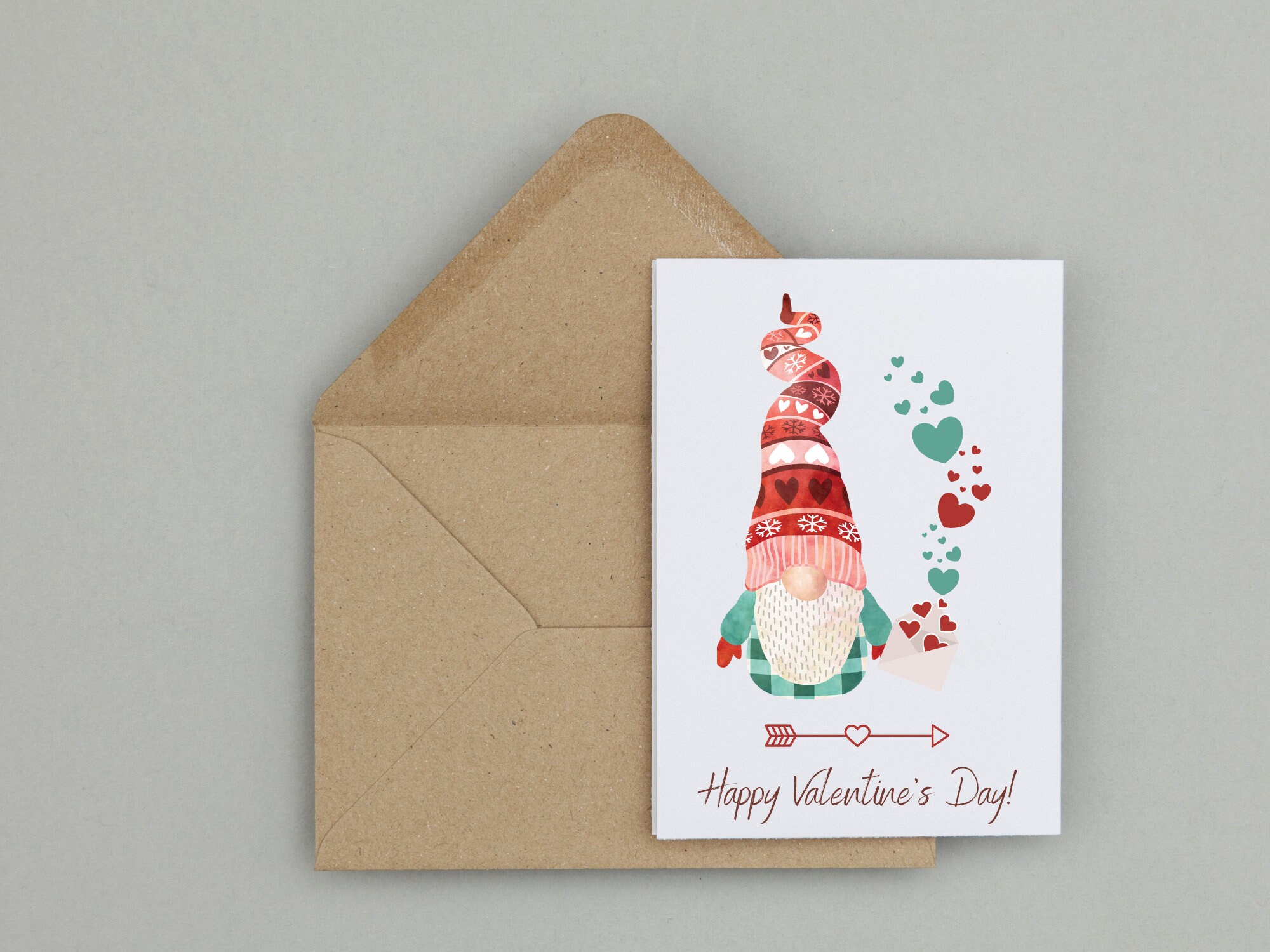 Gnome Valentines Card Printable Gnome Valentines Day Card - Etsy