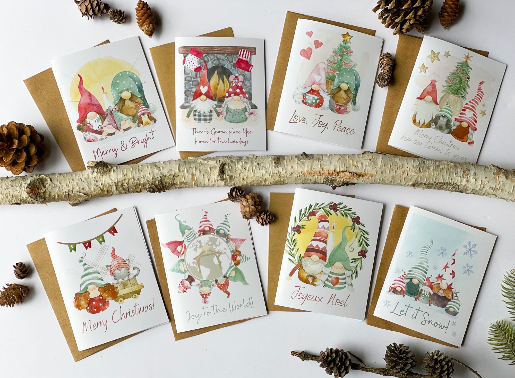 Gnome Christmas Greeting Cards instant Download Gnome - Etsy