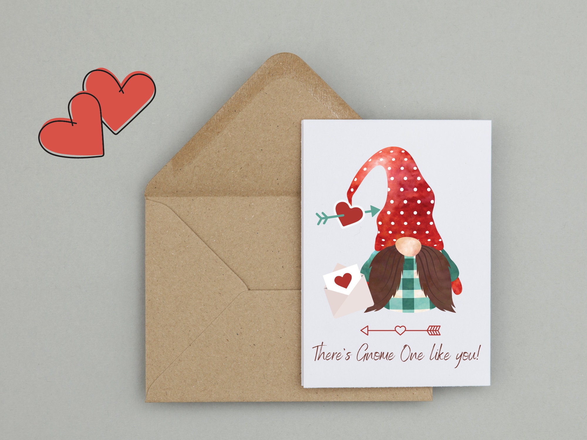 Gnome Valentines Card Printable Gnome Valentines Day Card - Etsy