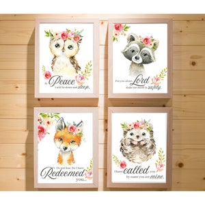 Woodland Animal Bible Verse Nursery Prints - Etsy