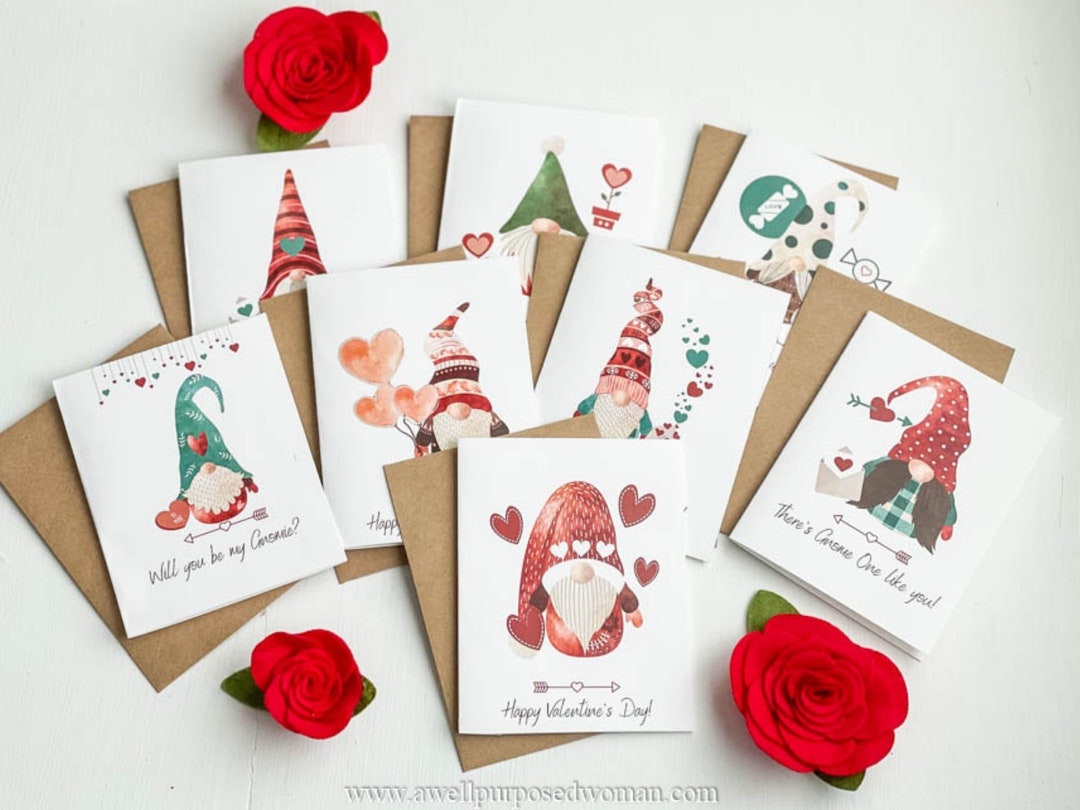 Gnome Valentines Cards | Gnome Valentines Day - Etsy